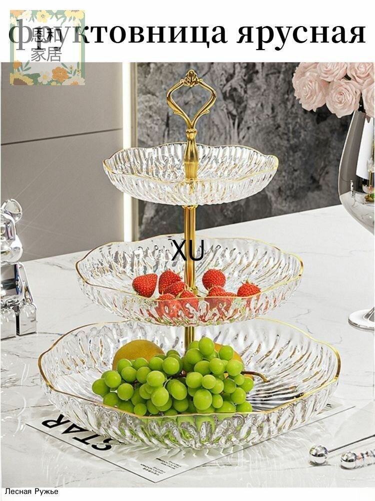 Фруктовница, диаметр 34 см, 1 шт, Вазы сервировочные, ABS пластик