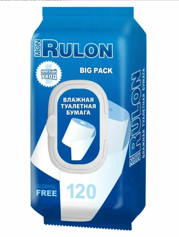 Влажная туалетная бумага 1 уп. х 120 шт Mon Rulon с экстрактом ромашки с защитным пластиковым клапаном