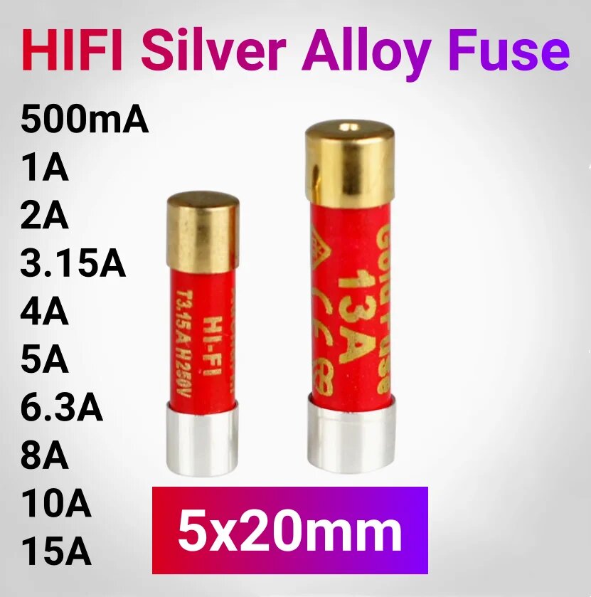 Нано-предохранитель Aucharm Fever Grade из чистого серебра 2A 5x20mm