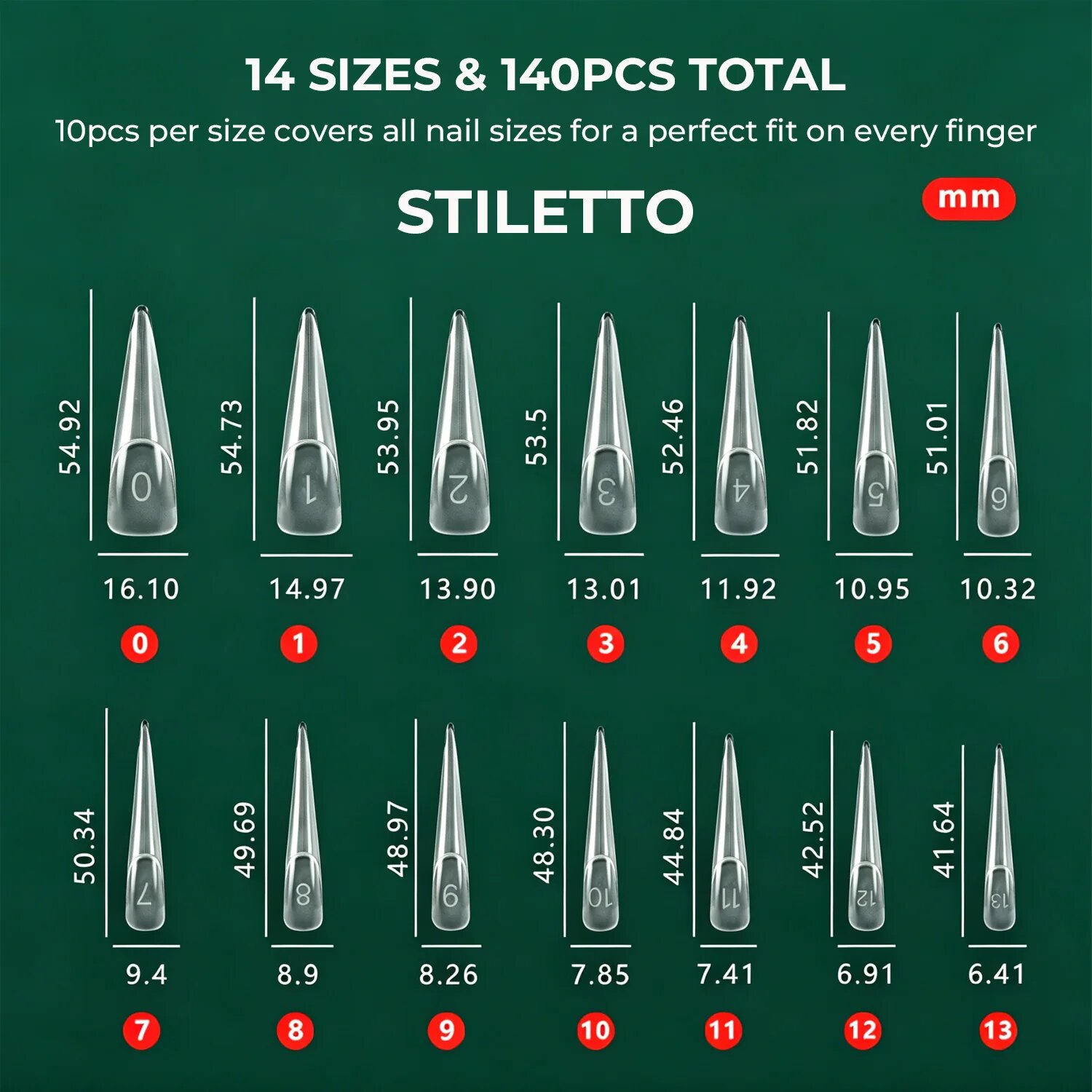 Nailpop Матовые двойные формы для френча 140 шт. Stiletto 140 pcs