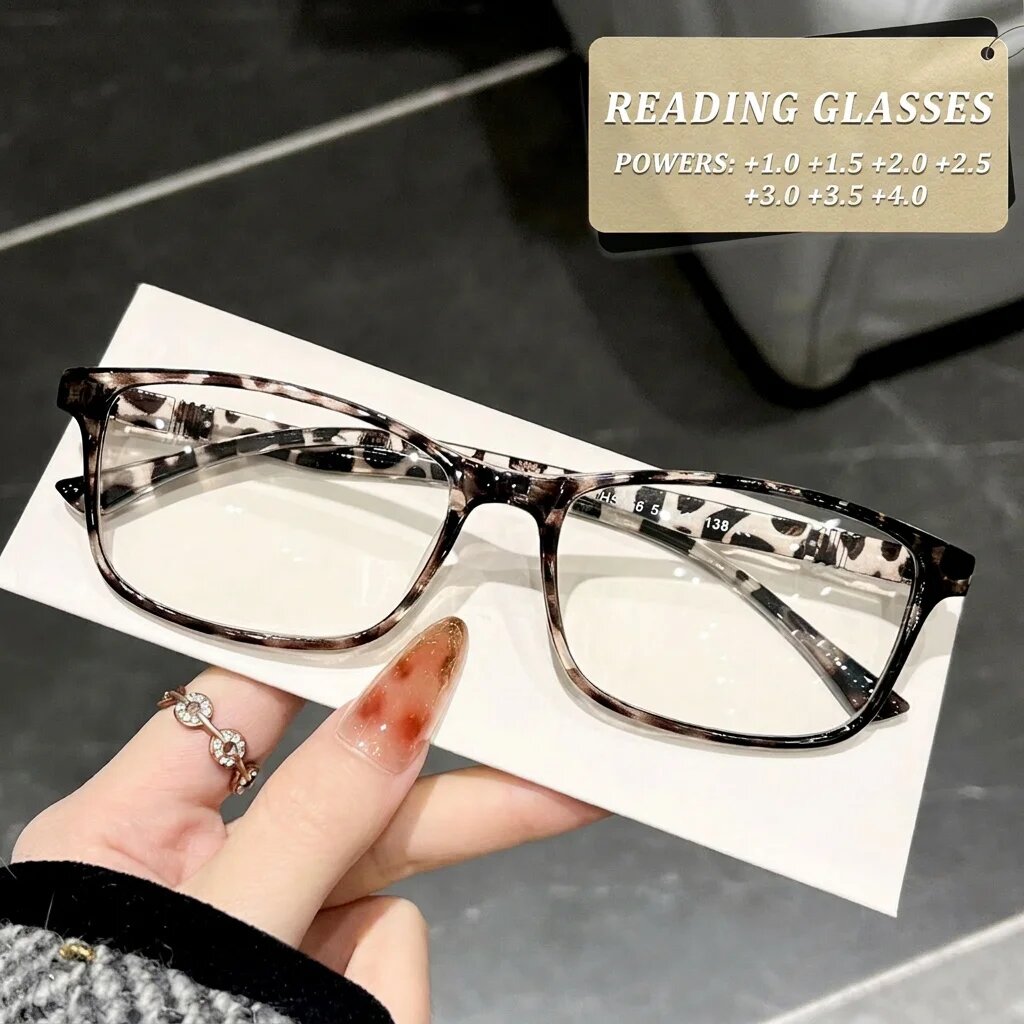 Очки для чтения KLASSNUM Classic Rectangle Frame Plus +1.0/+1.5/+2.0 Black, +350, Черный — фото 1