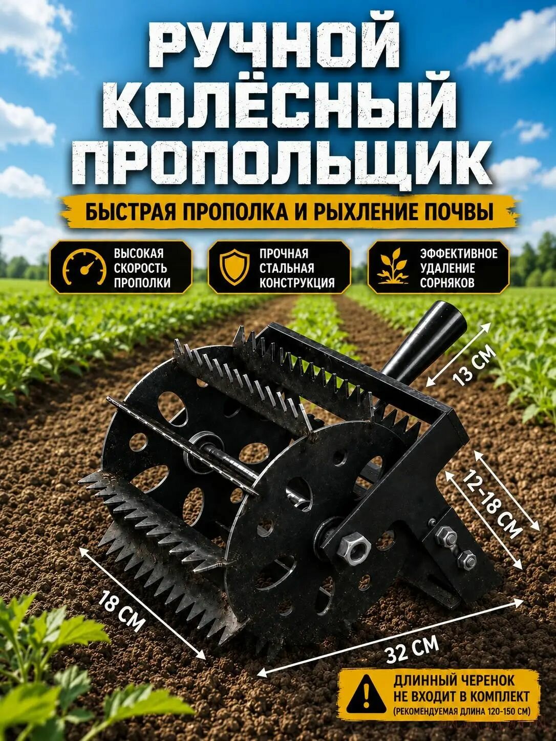Тяпка, рукоятьСталь, 18 см