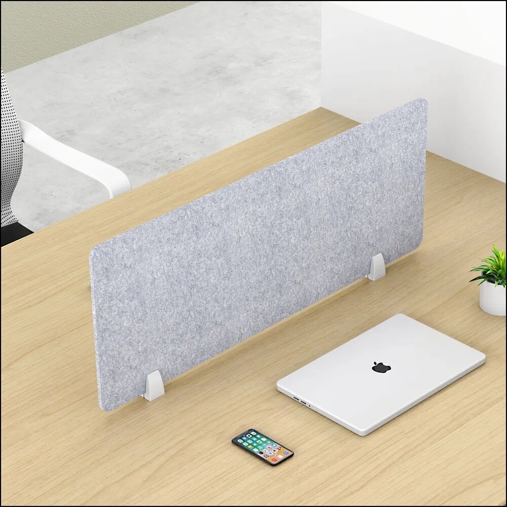 Защитный экран для офиса, 80х1х30см, Серый, Материал: ДВП