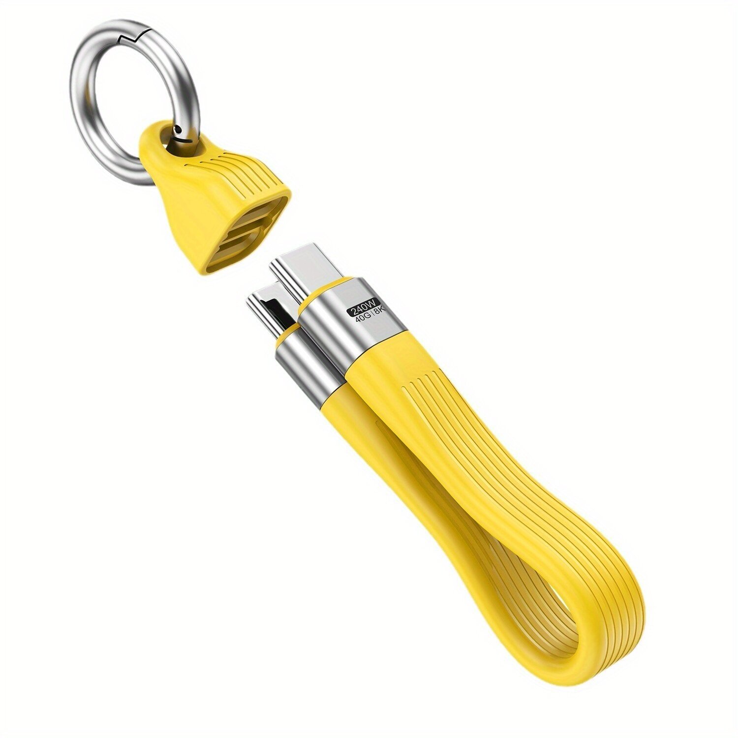 Плоский кабель USB Type-C на USB Type-C с крючком и шнурком, 240 Вт, желтый, для смартфонов и планшетов