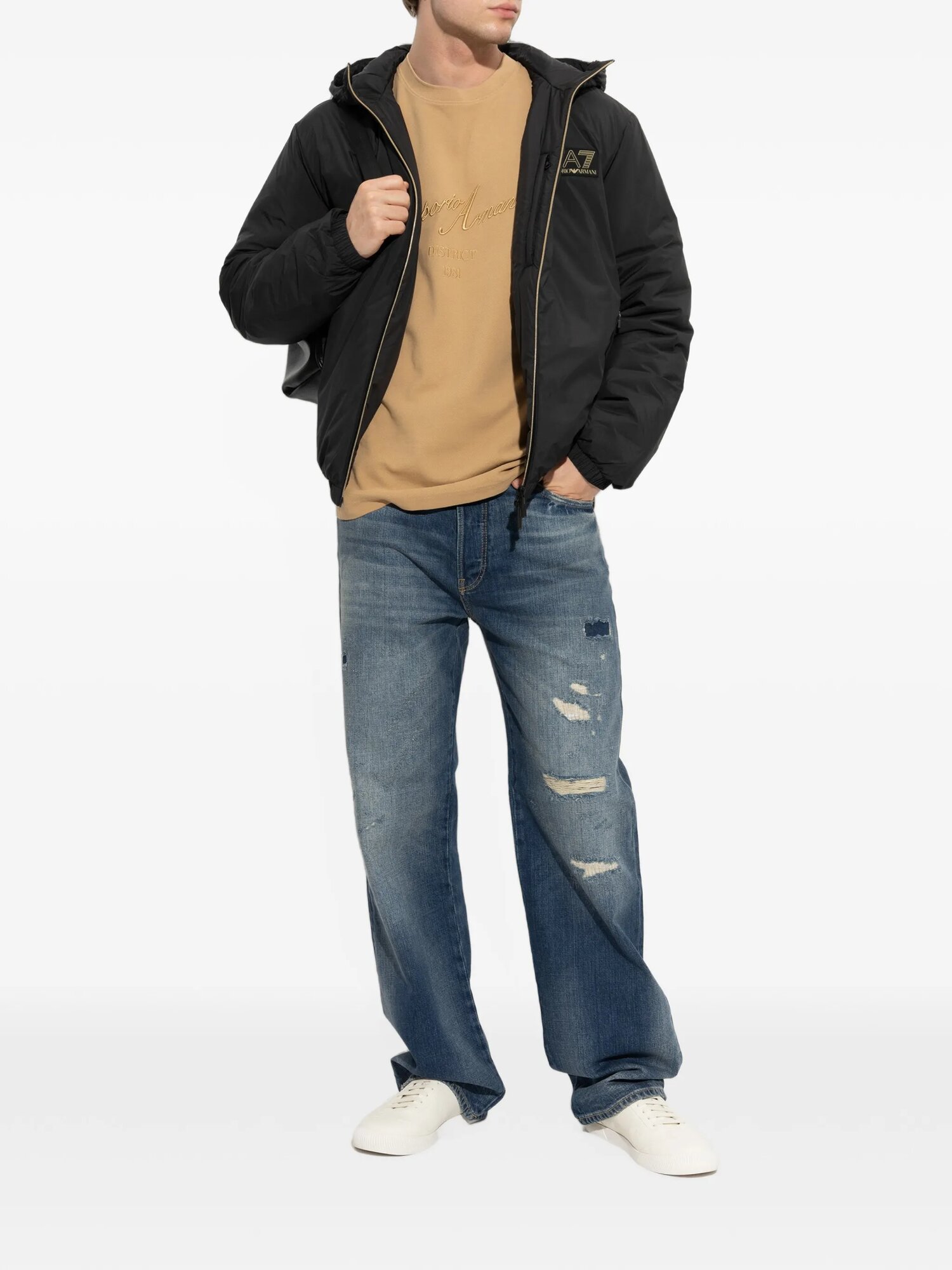 Куртка EA7 EMPORIO ARMANI Logo-patch hooded jacket, размер 46 — фото 1