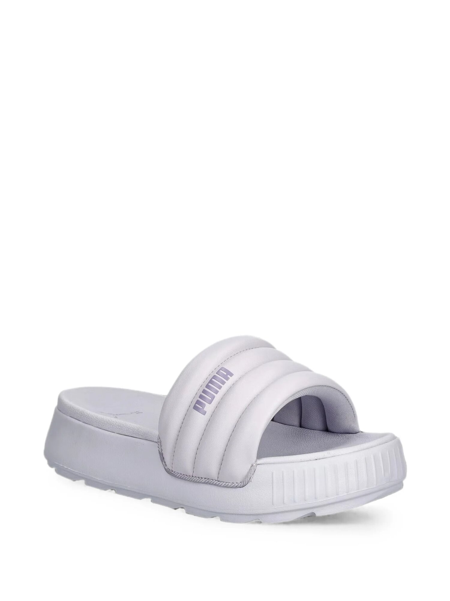 Шлёпанцы PUMA Padded logo-print slides, размер 7.5 US, бежевый/белый — фото 1