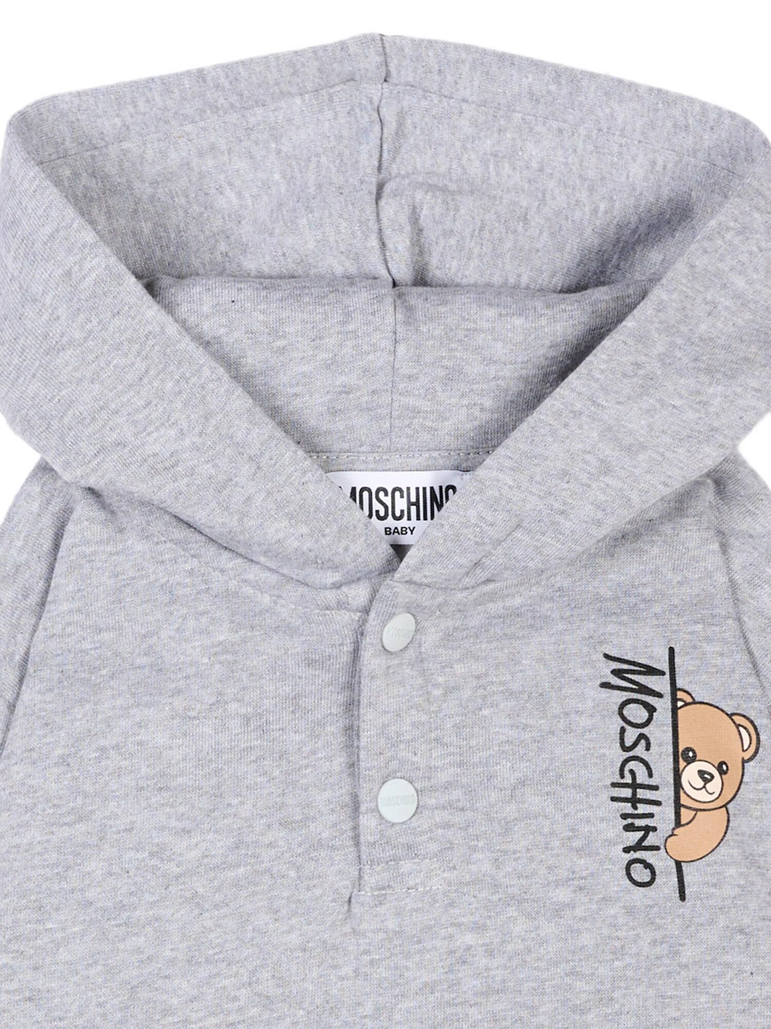 Худи MOSCHINO Teddy Bear logo hoodie, размер 2 года, серый/синий/голубой — фото 1