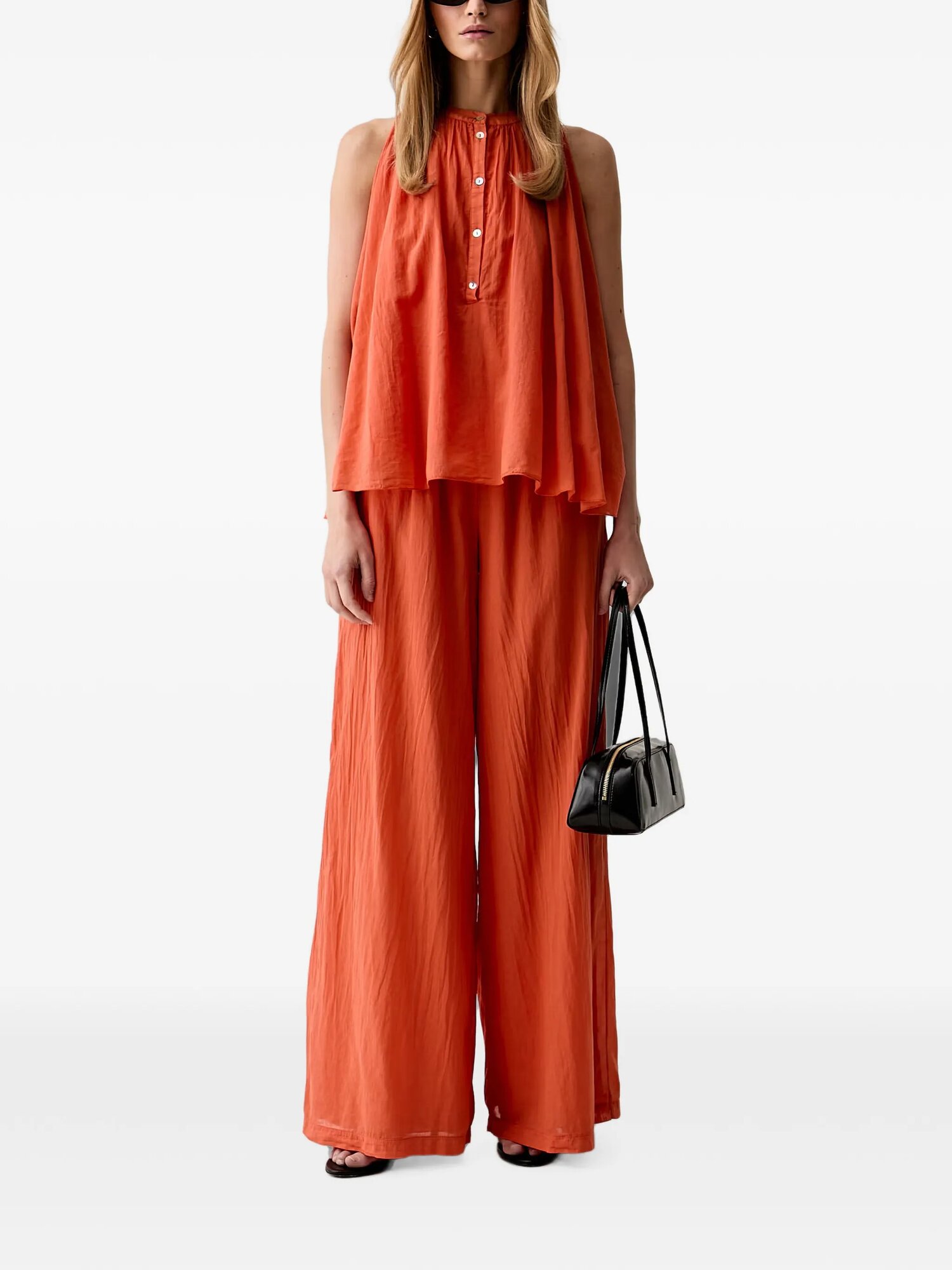 Брюки VICOLO Drawstring wide-leg trousers, размер 42, зеленый/оранжевый — фото 1