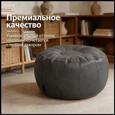 Бескаркасный пуф Трансформер, Винилискожа, Размер XXL, серый металлик