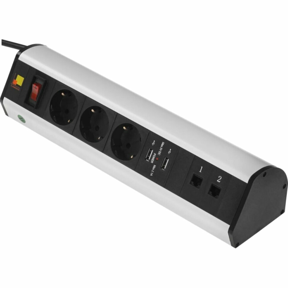 Блок розеток LANMASTER настольный LAN-WA-DC/3G+2UC+2C6, 2414352
