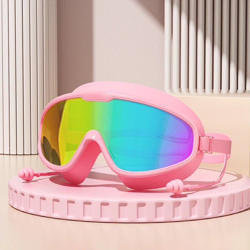 Мужские очки для плавания с широким обзором Pink electroplate