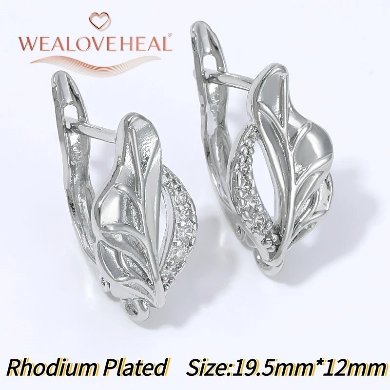 Крючки для сережек WEALOVEHEAL с микроинкрустацией CZ, позолоченные Серый, Rhodium plated