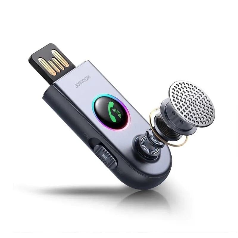 Блютуз aux FM трансмиттер bluetooth адаптер ресивер Joyroom JR-CB6 100cm темно-серый