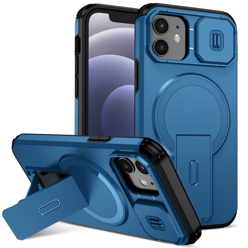Чехол для iPhone 13, серия Premium Mecha Soaring, синий, с потайным держателем, полная защита, ударопрочный, устойчивый к царапинам и отпечаткам