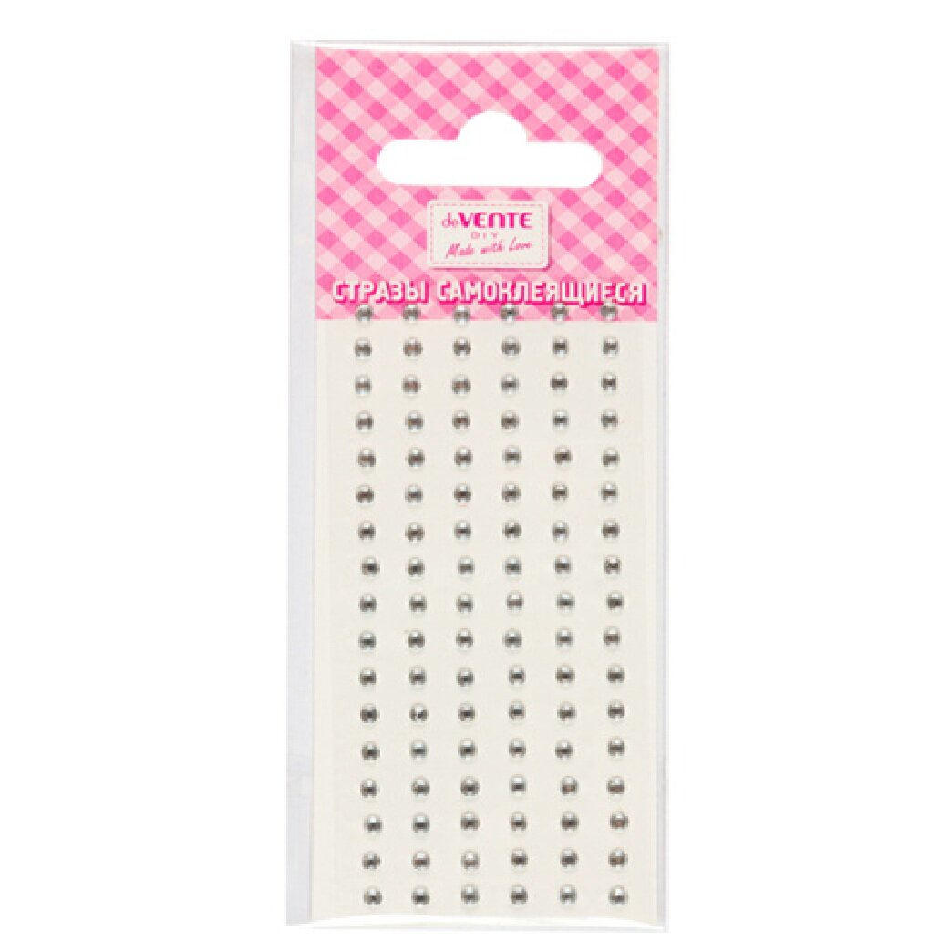 Набор страз самоклеящихся " deVente " Прозрачные (Clear Adhesive Rhinestones), серебристые, 3мм, 102шт, акриловые, 6 уп