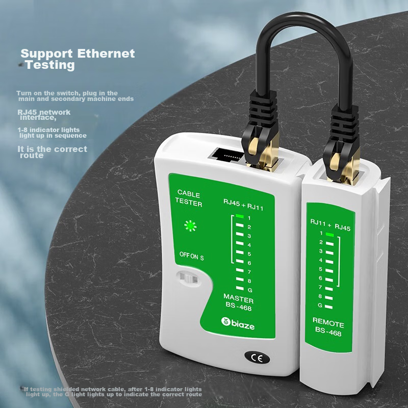 Biaze Network Cable Tester, Multifunctional Line Tester for Computer Network RJ45 Connectors And Telephone Lines, Engineering And Home Use Intelligent Testing Device, Gj03