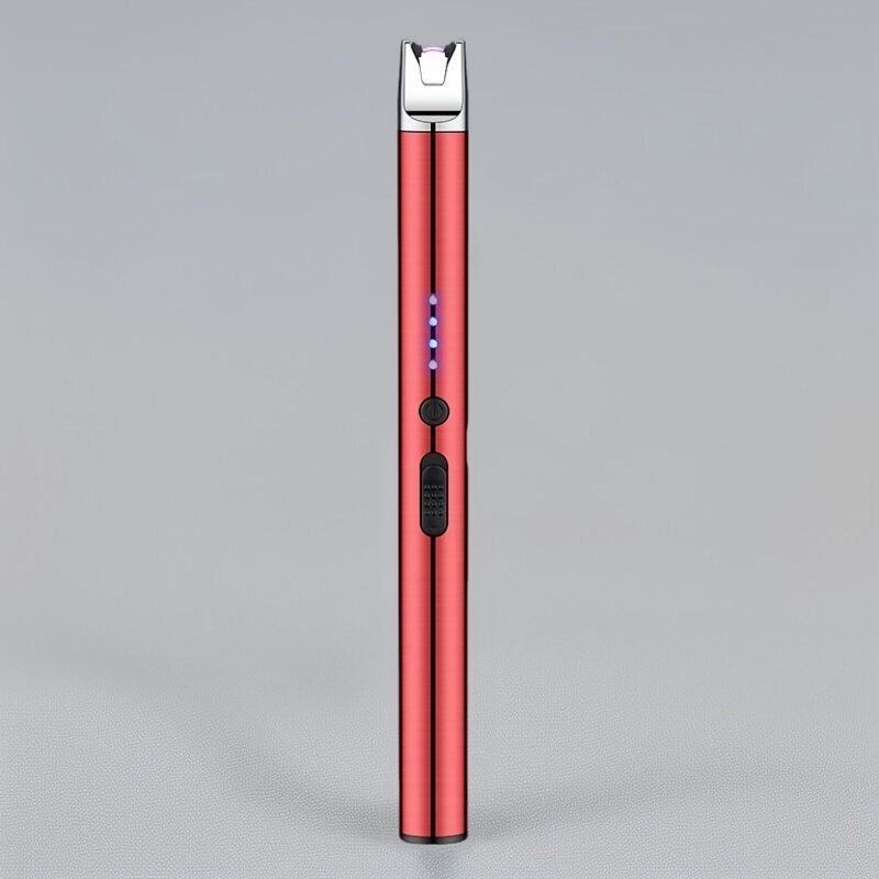 USB-электронная зажигалка ветрозащитная безпламенная с USB-зарядкой, для свечей, газовых плит, кемпинга и BBQ, искровая, красный