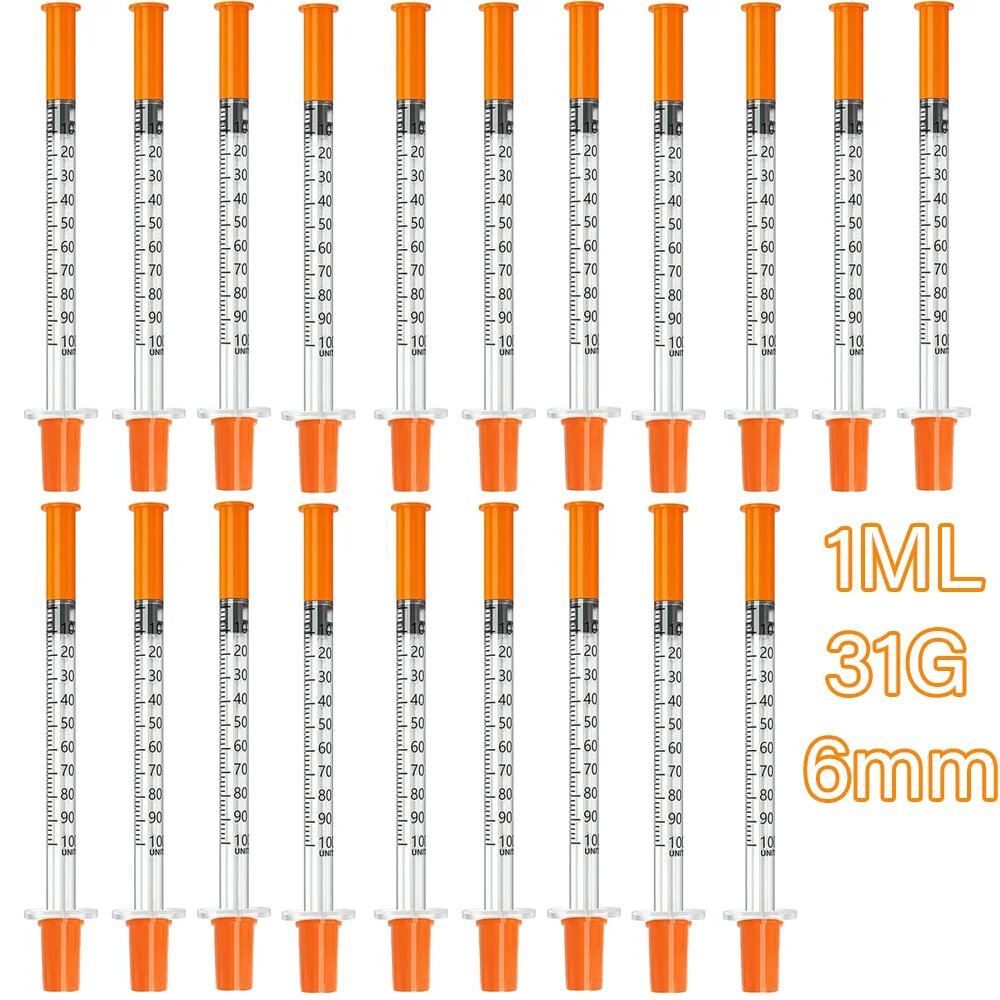 Шприцы для инъекций инсулина, 1 мл, 31G, 20 шт. 20Pcs 6mm