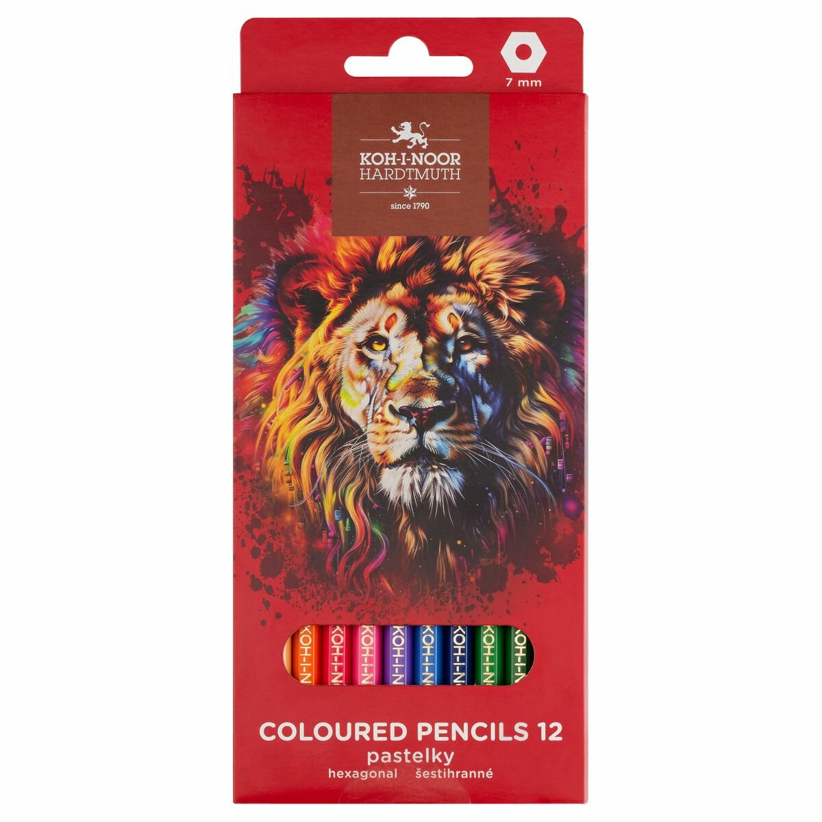 Карандаши цветные 12 цветов Koh-I-Noor Red Lion (L=175мм, d=2.8мм, 6гр) картон. уп. с подвесом (3552012063KS)
