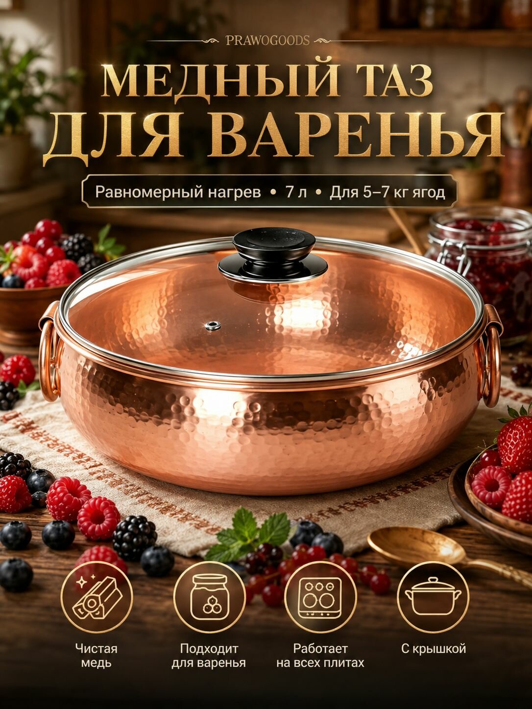 Молоковарка, Медь, 5.5 л