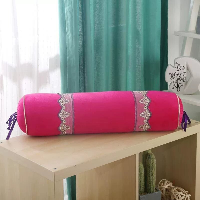 Подушка для ног с кружевным краем, розовая, 16x60 см, аксессуар для спа и красоты