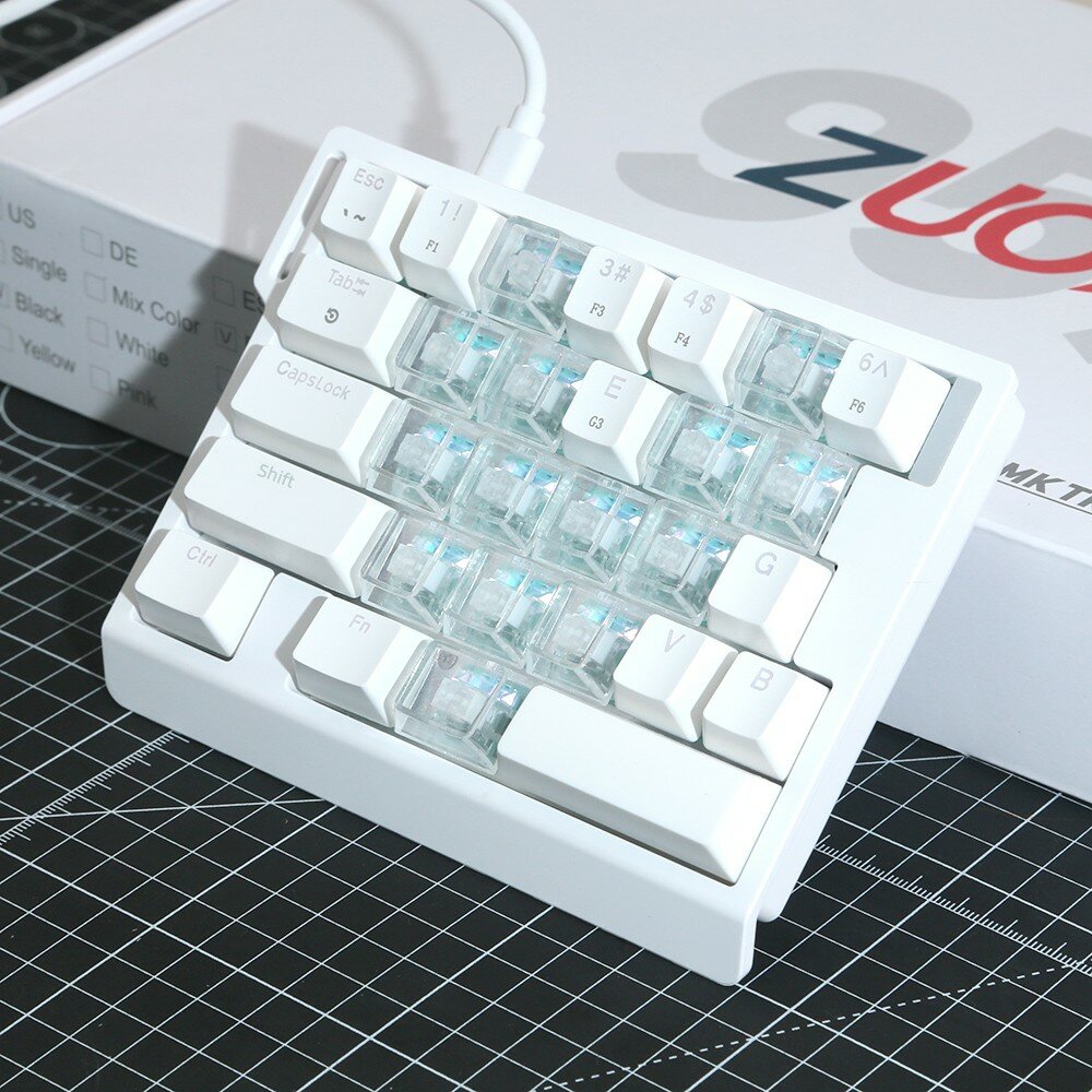 ZUOYA HE30 Одноручная игровая клавиатура с магнитными переключателями для Valorant, белая с прозрачным сердечком