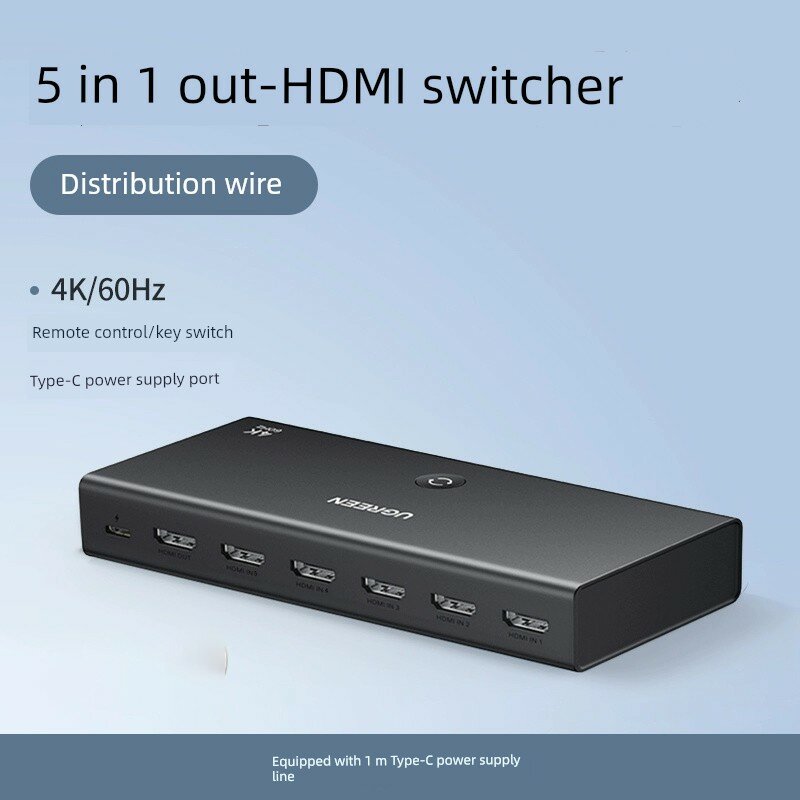 HDMI 2.0 улучшенный пластиковый переключатель, 5 входов 1 выход, 4К/60Гц