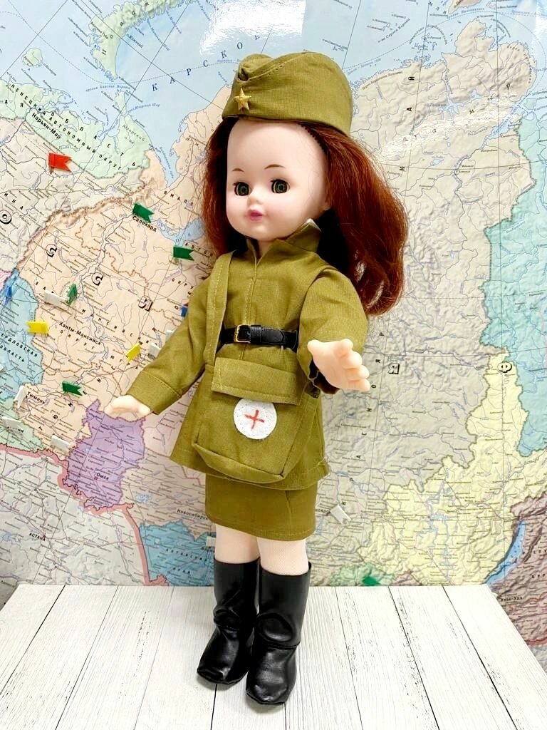 Кукла Катюша 45см, в военной форме , без озвучки