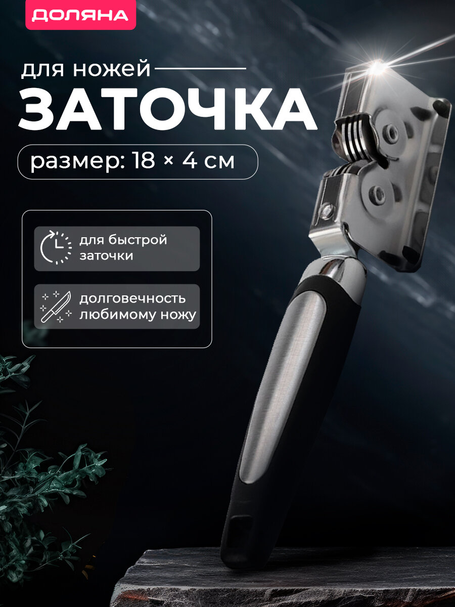Точилка для ножей Доляна «Элим», 18×4 см, цвет серебристый, чёрный