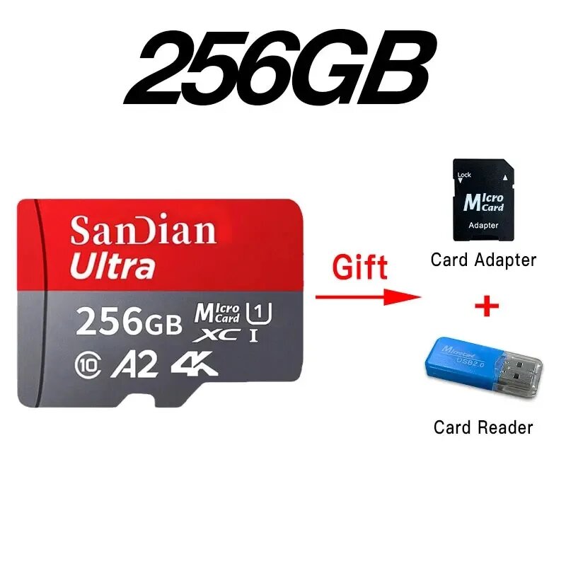 Lenovo Micro SD карта памяти 128/256/512 ГБ Class 10 256GB