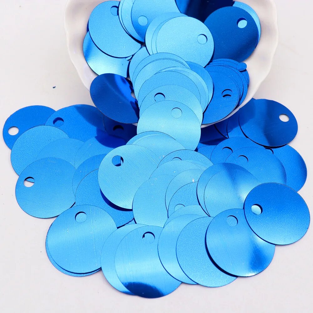 ПВХ пайетки 30мм плоские круглые 58шт 20g, Синий, Blue