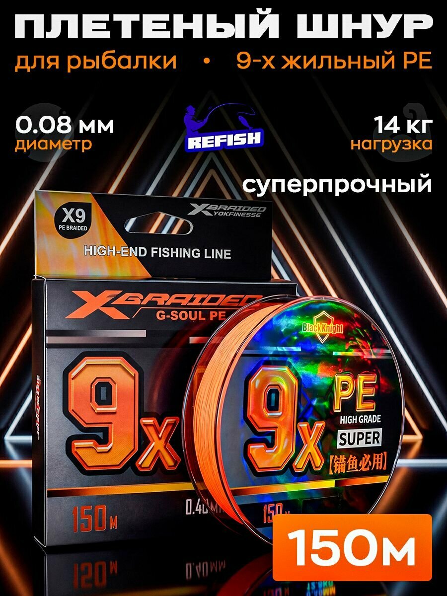 Леска плетенка для рыбалки 0.08 мм 150 м