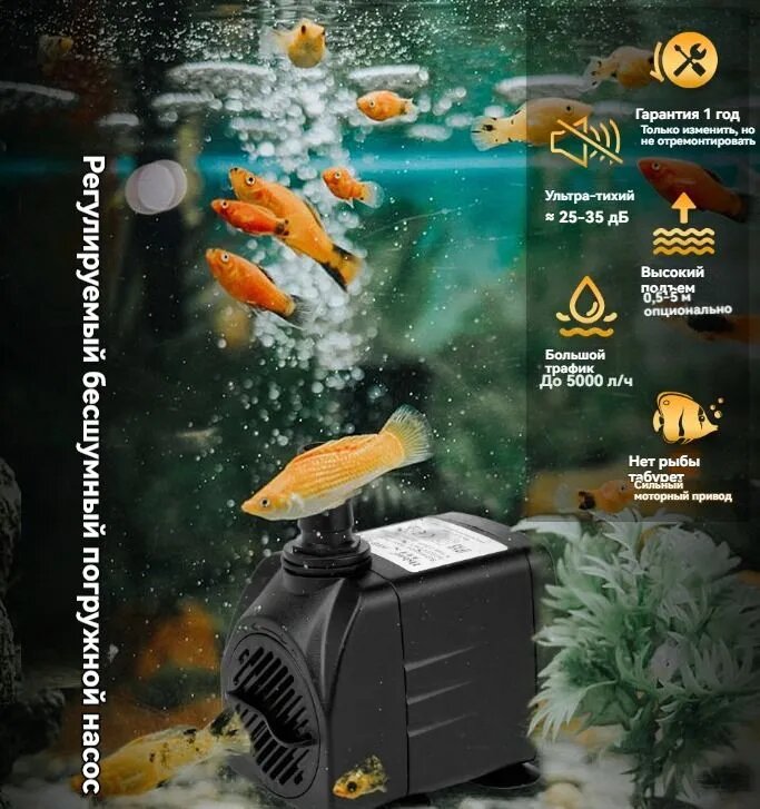 Дренажный насос HSB-650, 10Вт, 600 л/ч, ABS пластик, 1.45м кабель, для чистой воды — фото 1