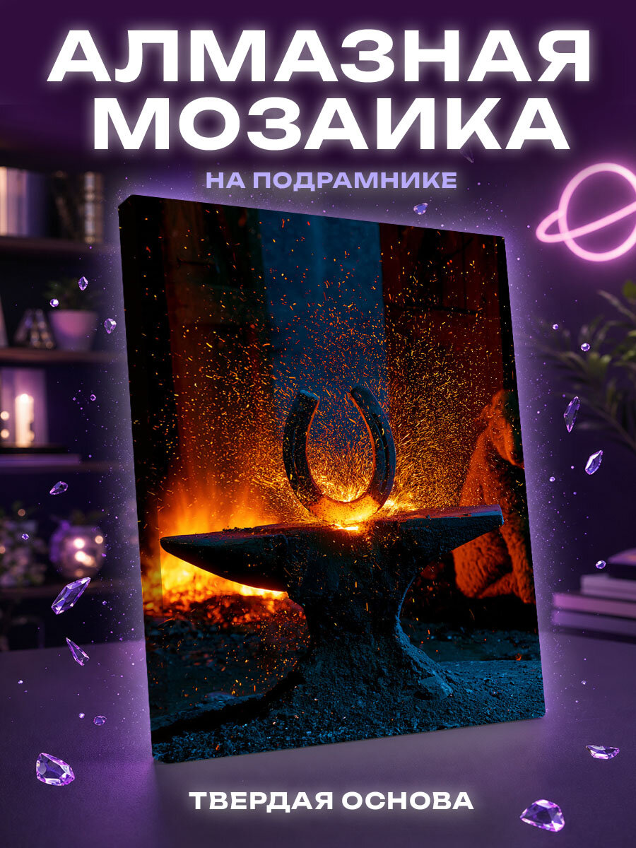 Алмазная мозаика Искры в ночи: зимняя кузница