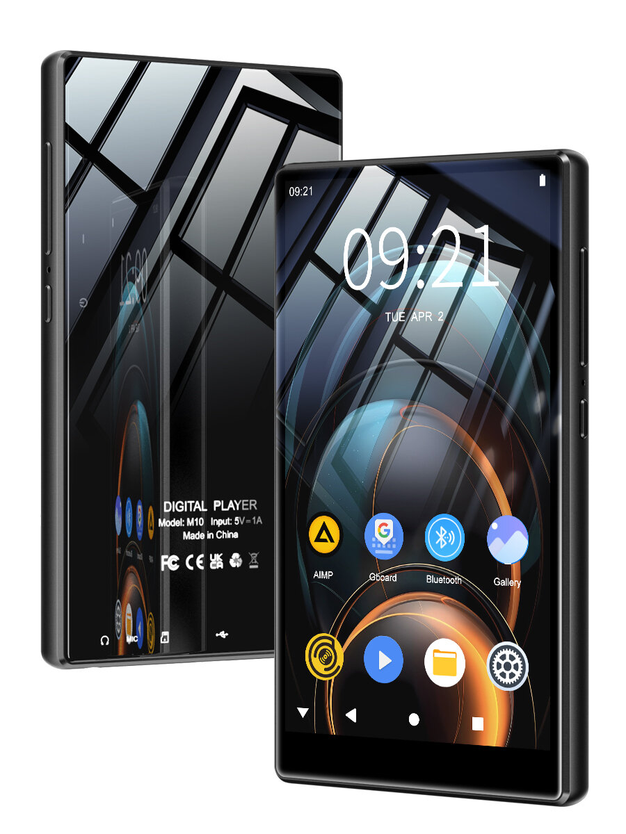 Diofox M10 мп3 плеер с bluetooth и Wi-Fi/ 96 ГБ/ 5-дюймов Сенсорный экран Детский музыкальный с наушниками Карта памяти емкостью 64 ГБ/ радио/ Android 9.0/ Несколько форматов воспроизведения музыки