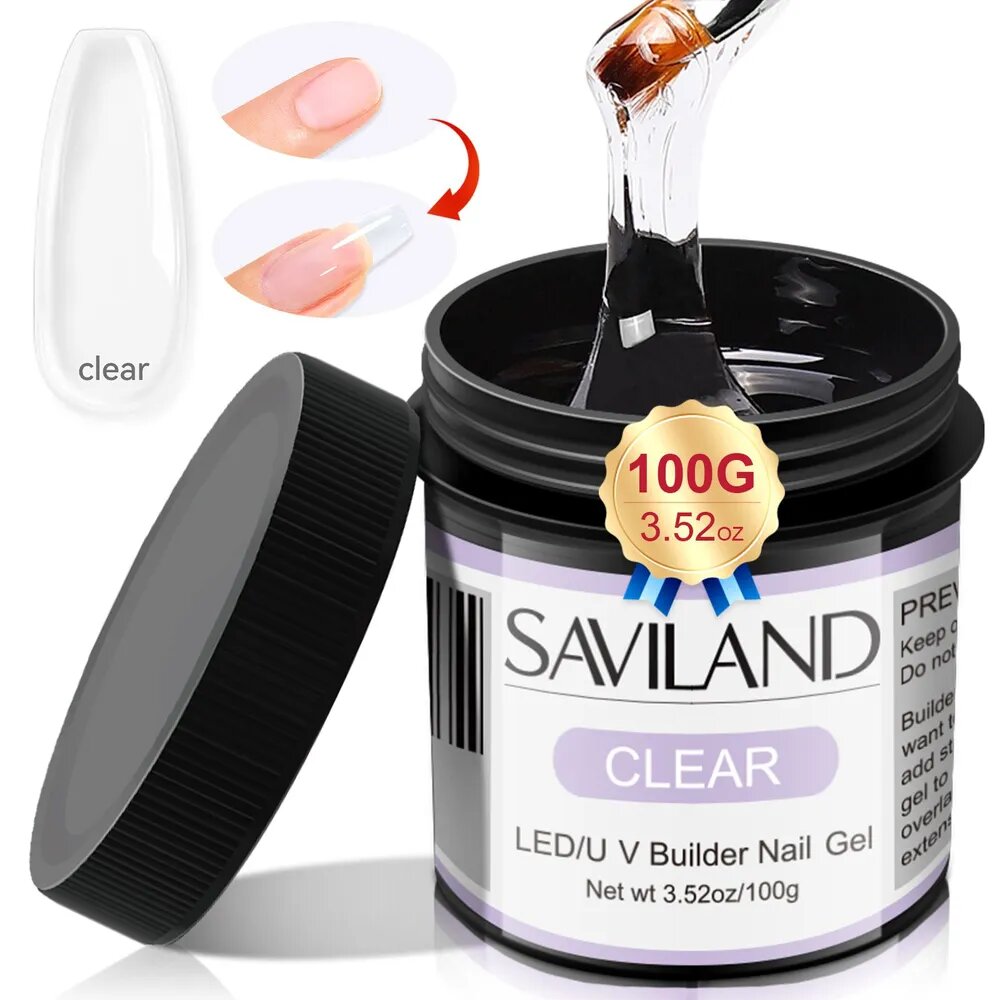Прозрачный гель для наращивания ногтей SAVILAND - 100 г/3,5 унции, Гели-конструкторы большой емкости для укрепления ногтей, для нейл-арта своими руками, для домашнего маникюра