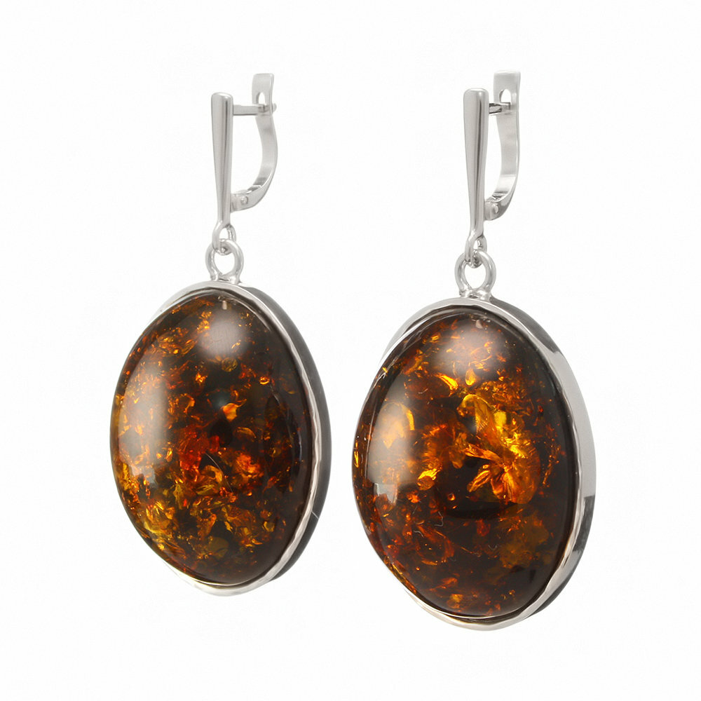Серьги Amberprofi, серебро, 925 проба, янтарь