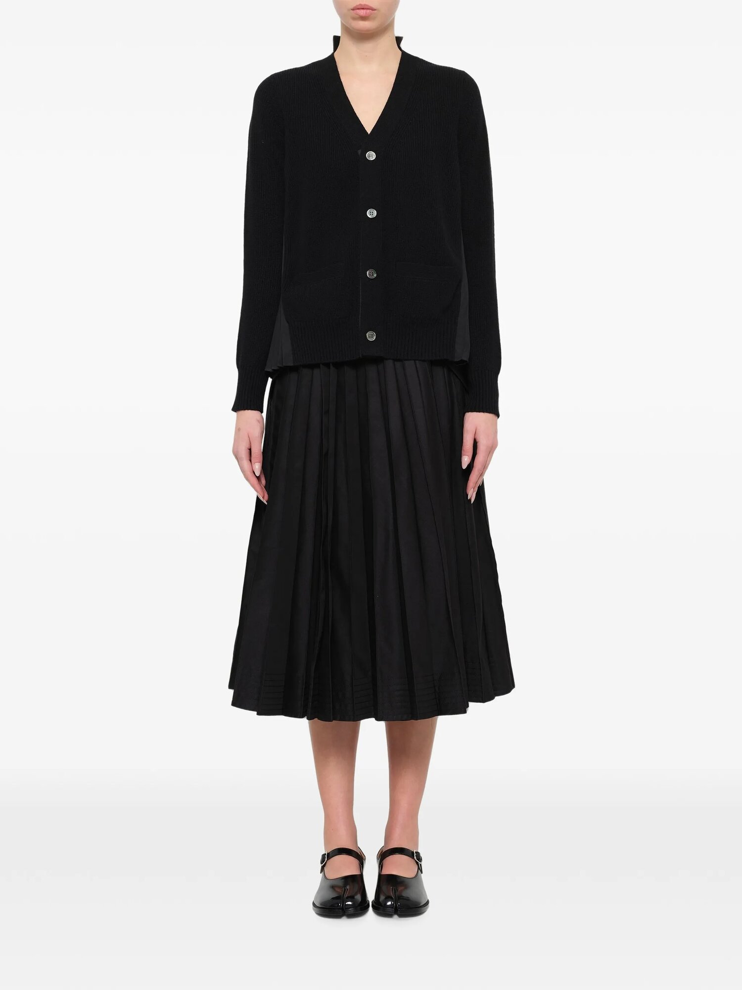 Кардиган Sacai Pleated-panel cardigan, размер 42 — фото 1