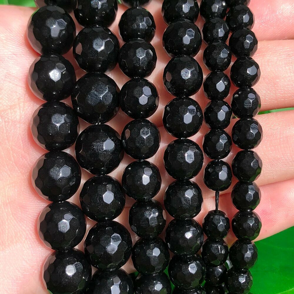 Бусины из черного оникса и агата TTUIJI 4-12 мм Черный, 10mm 37pcs, faceted agate