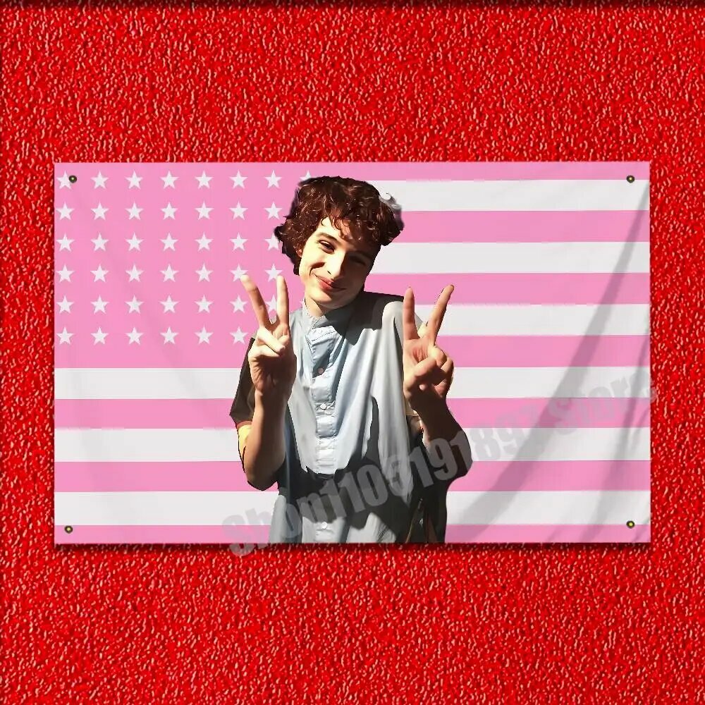 Розовый флаг F-Finn Wolfhard 60x110cm, z4