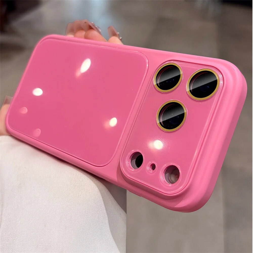 Роскошный глянцевый силиконовый чехол для iPhone 17 16 15 14 13 Pro Max Айфон 16, Красный, Rose Red