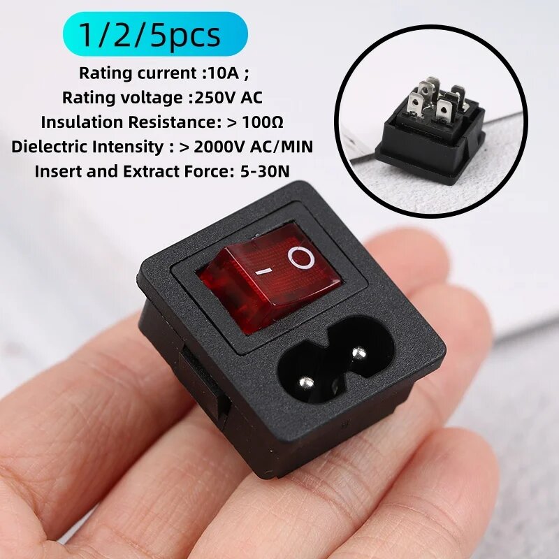 Переключатель розетки HUXUAN красный 250В 10А 1pcs