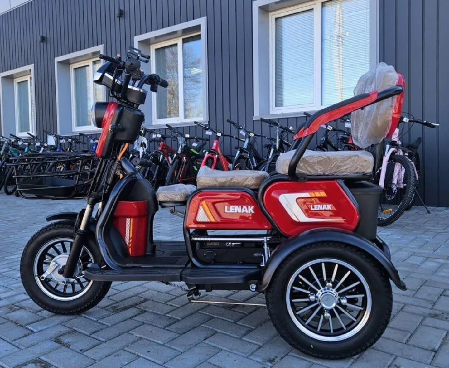 Электрический трицикл Lenak Transformer 3х-местный 1000w Li-ion 48v 25Ah, литий аккумулятор, Красный