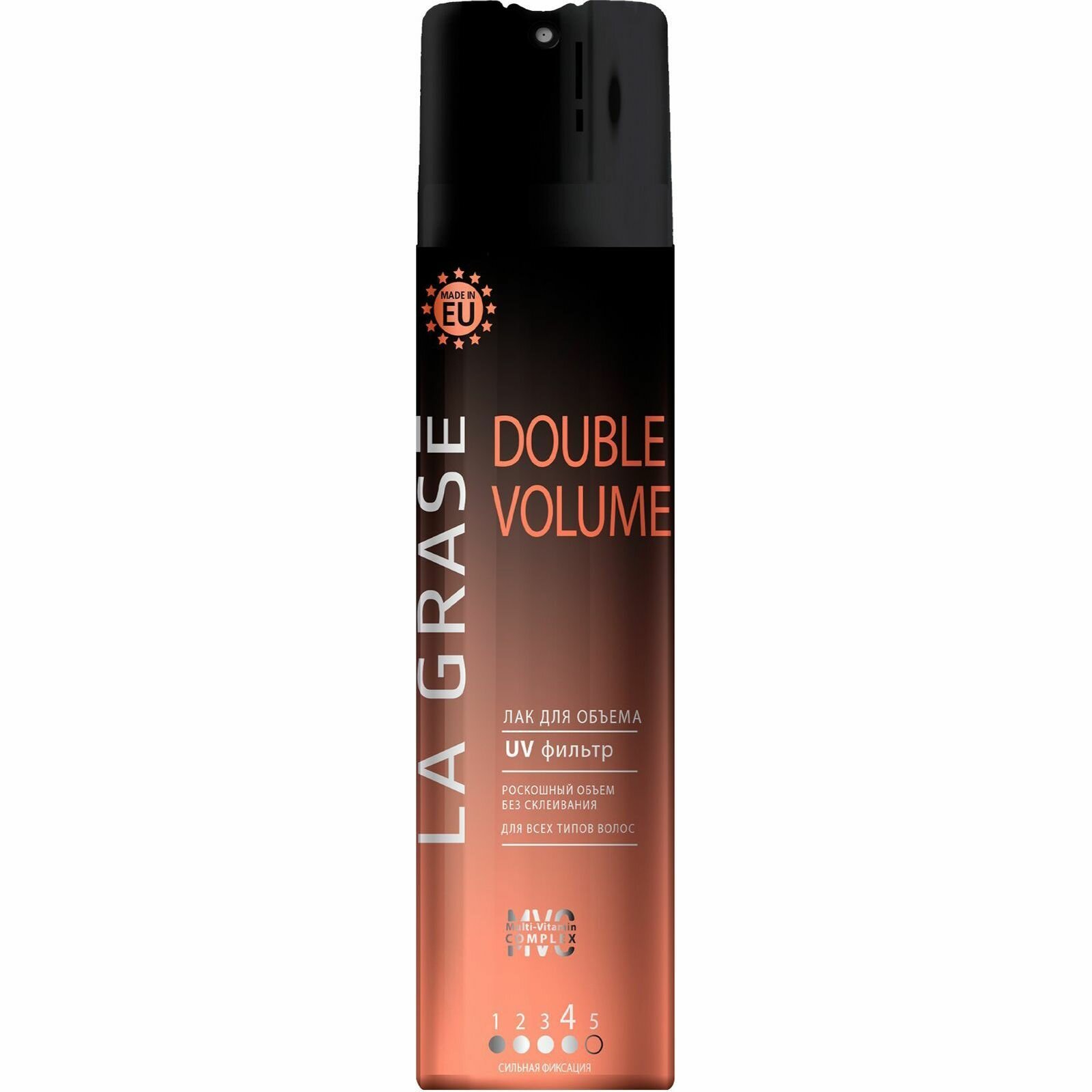 Лак для укладки волос La Grase Double Volume Сверхсильная фиксация 75 мл для придания объема объемная укладка спрей для объема