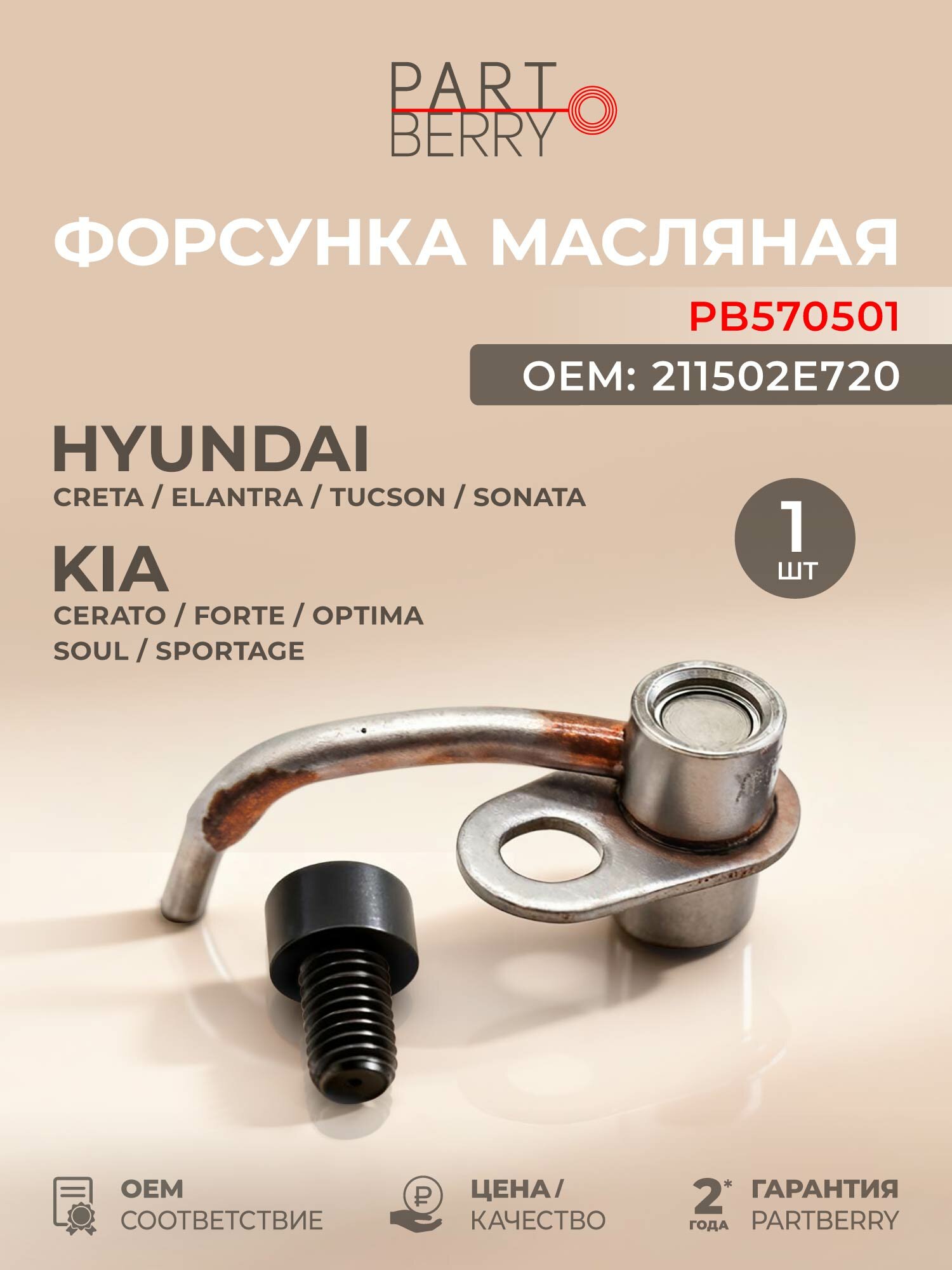 Форсунка масляная PARTBERRY PB570501 для HYUNDAI / KIA 211502E720.