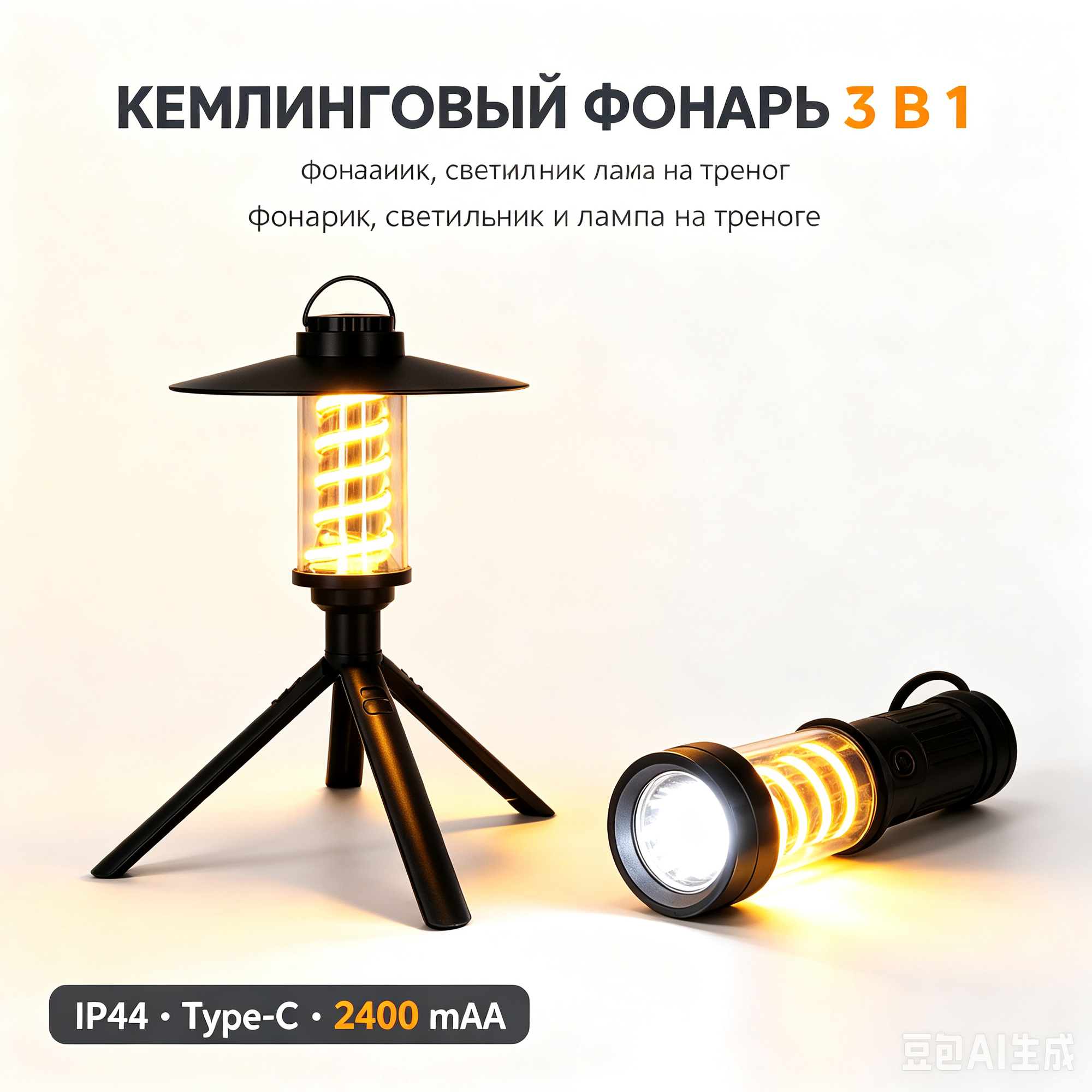 Портативный кемпинговый фонарь, светильник для палатки с подставкой