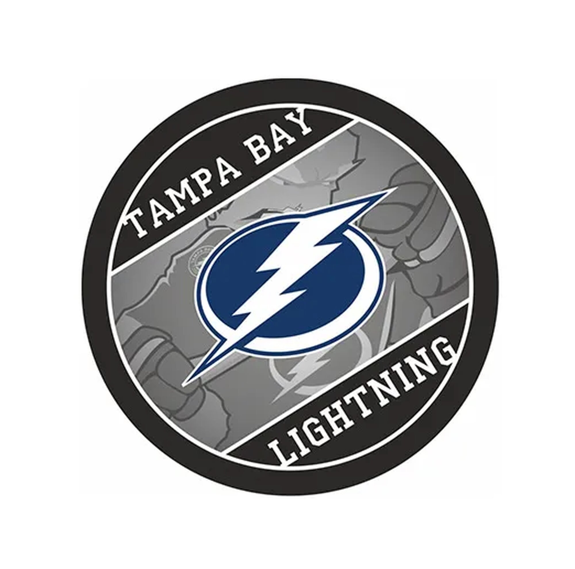 Шайба Rubena НХЛ Tampa Bay Lightning, резина, 76 мм, серый фон