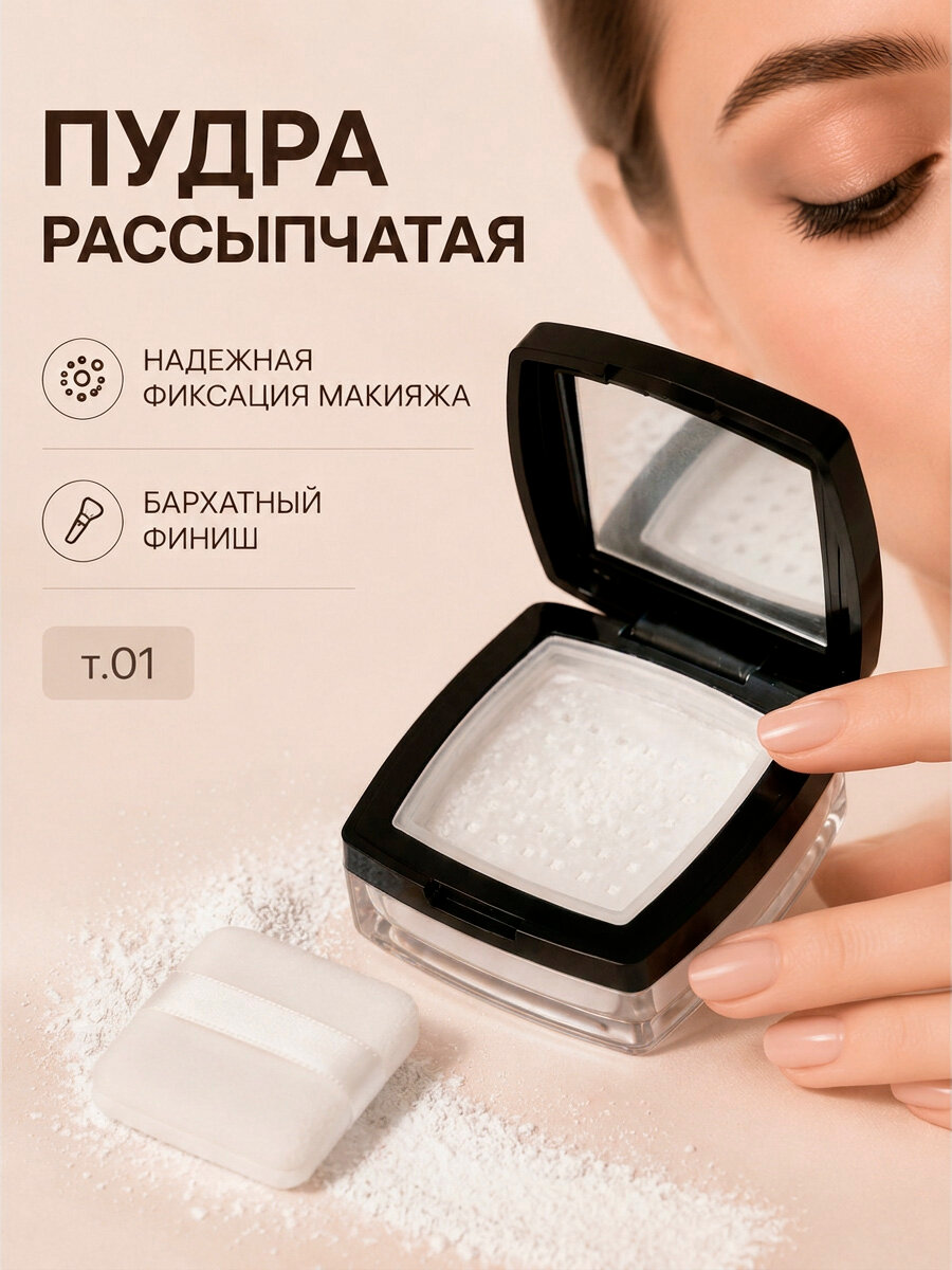 Пудра рассыпчатая для лица LavelleCollection Loose Powder, тон 01 прозрачный
