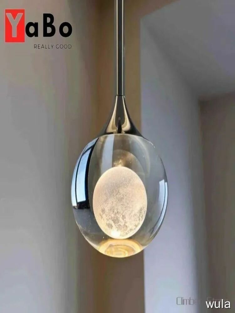 Люстра YaBo подвесная LED с эффектом лунного камня, прозрачная, современный дизайн для дома, 30 см
