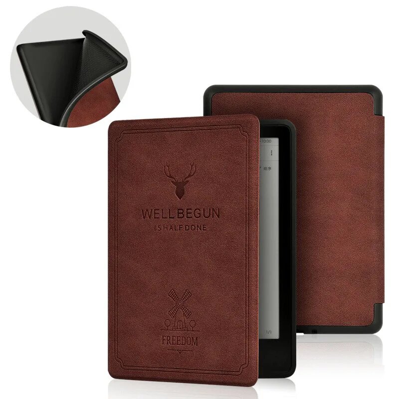Коричневый чехол-книжка для Kindle Paperwhite 2024